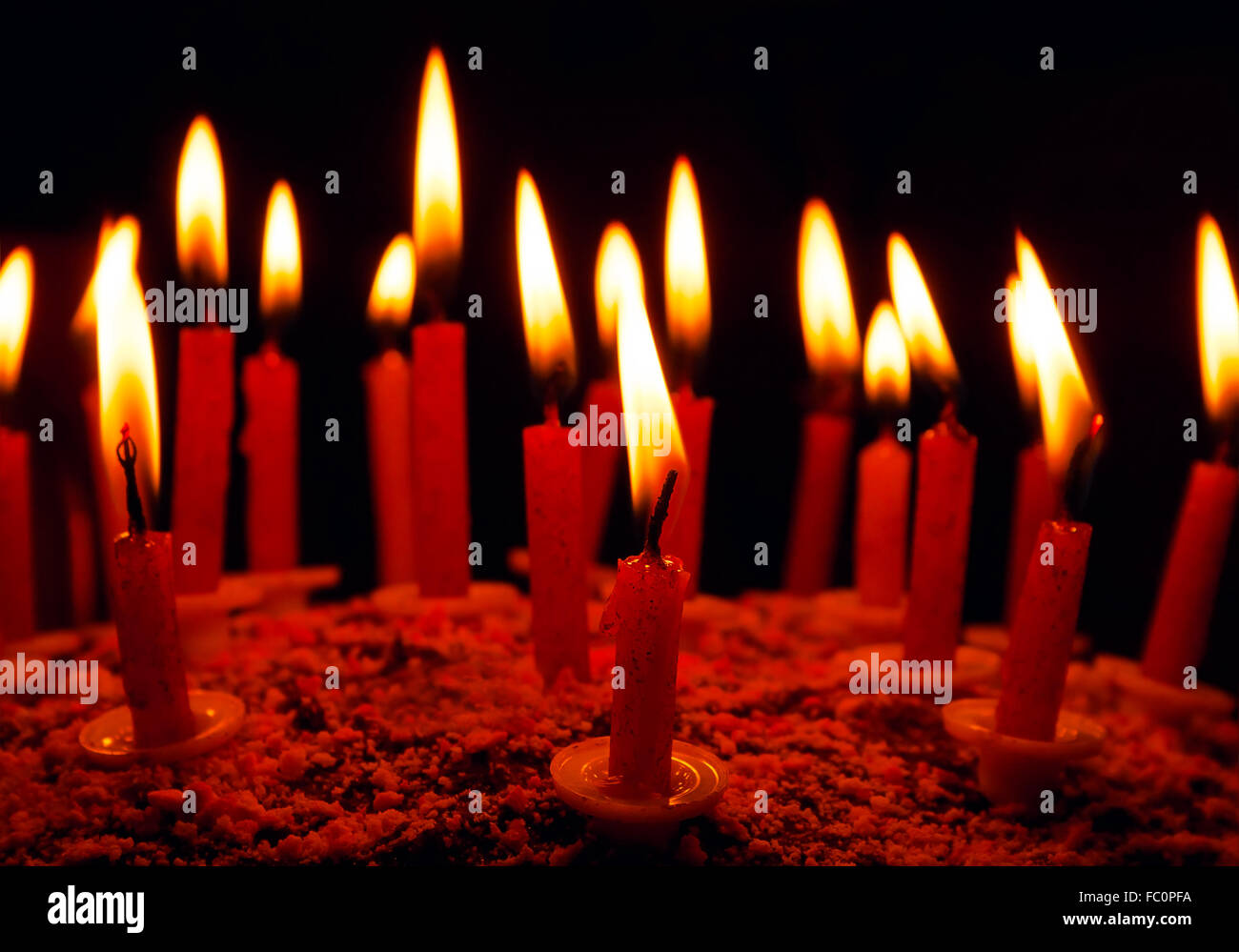 Celebratory cake with candles Stock Photo - Alamy