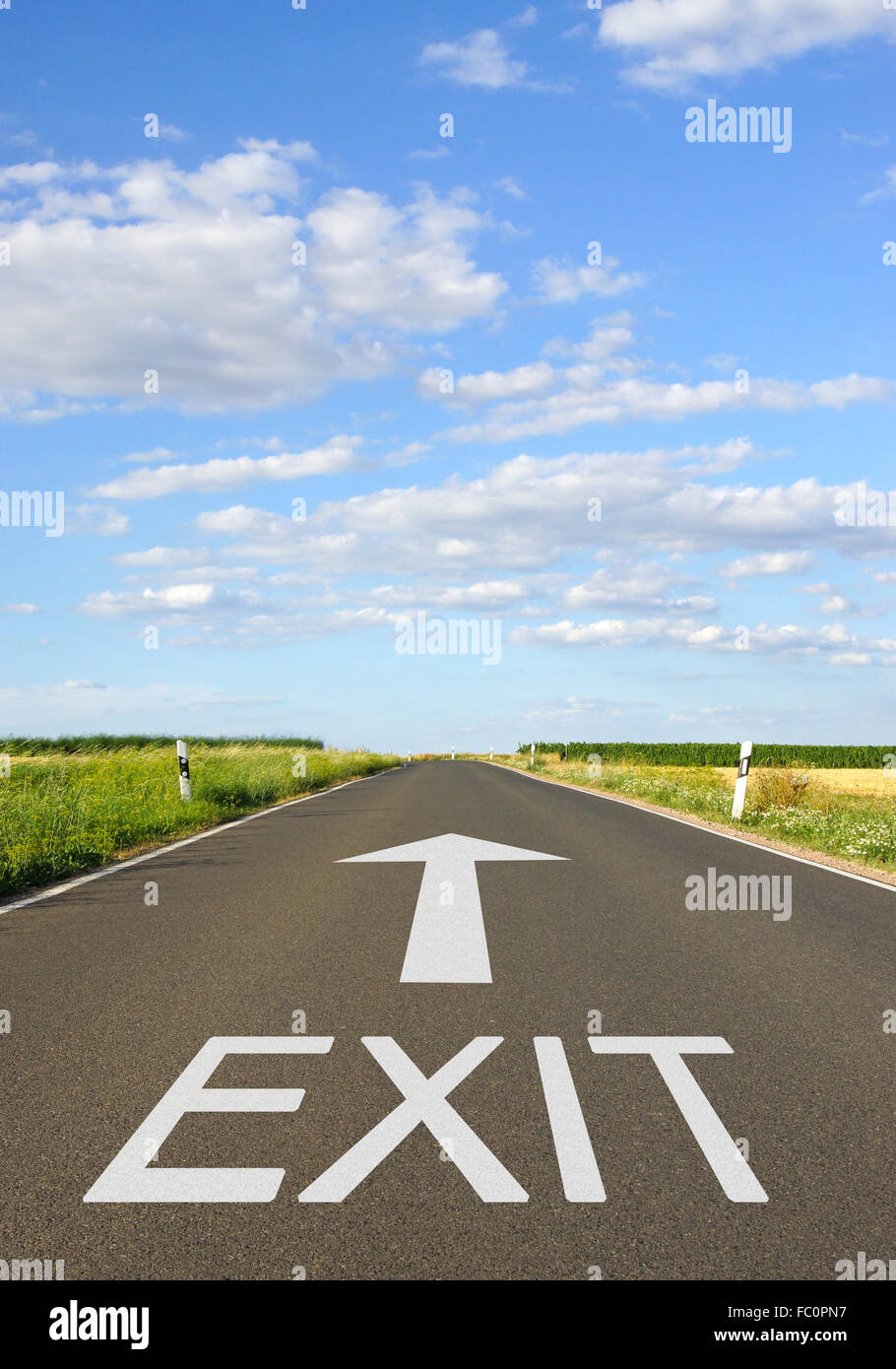 Exit - Street with Arrow Stock Photo - Alamy