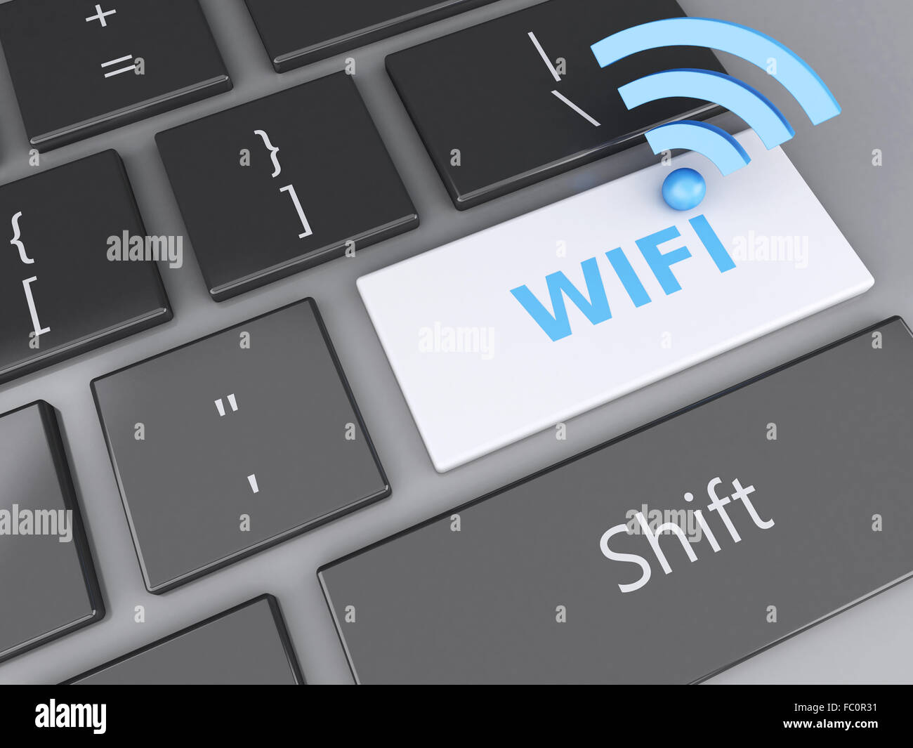 wifi button on computer keyboard. 3d illustration Stock Photo - Alamy