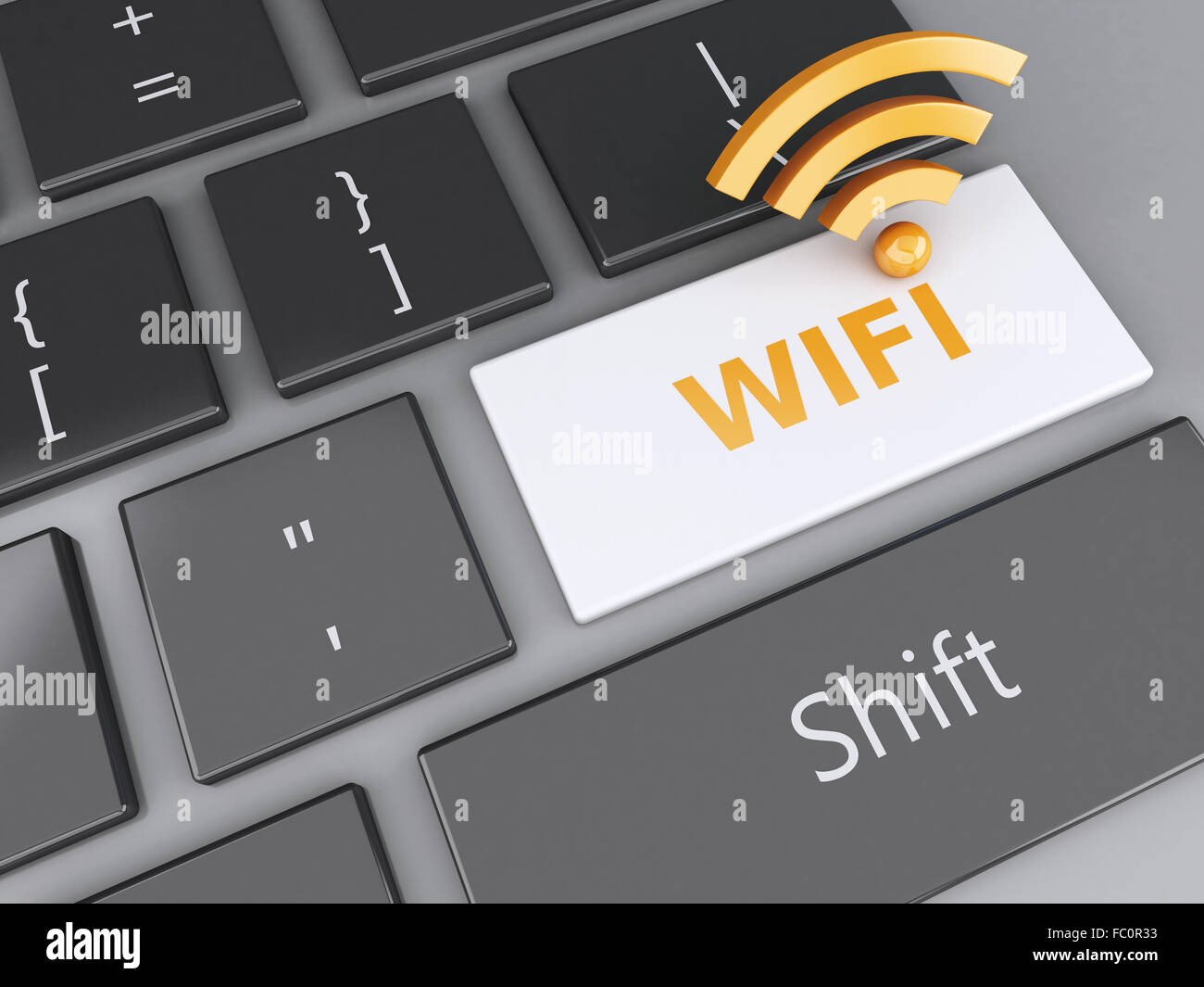 wifi button on computer keyboard. 3d illustration Stock Photo - Alamy