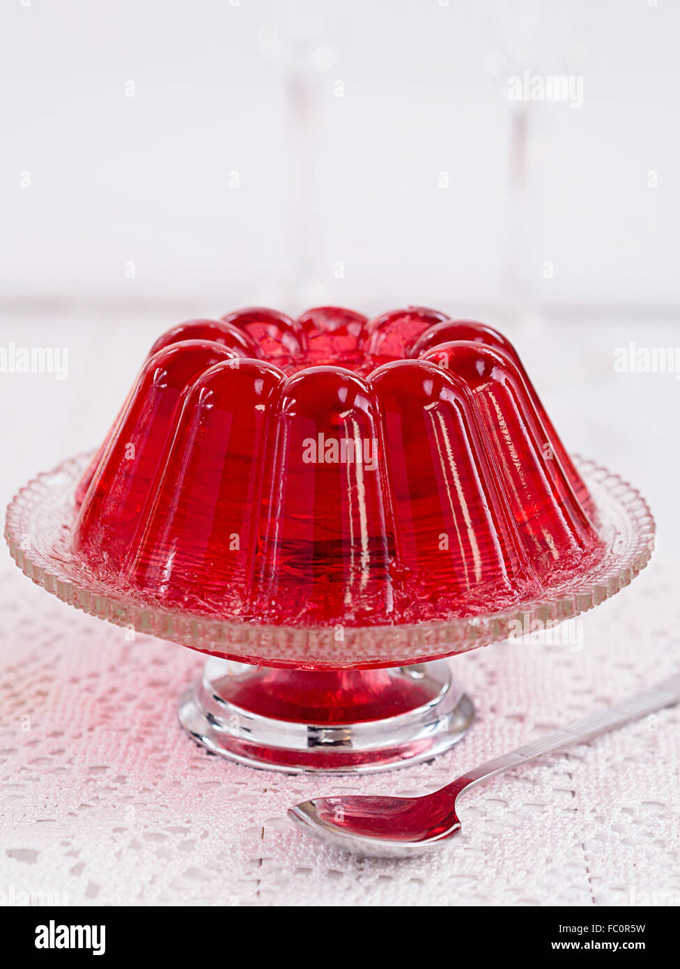 Red jello on a plate Stock Photo - Alamy