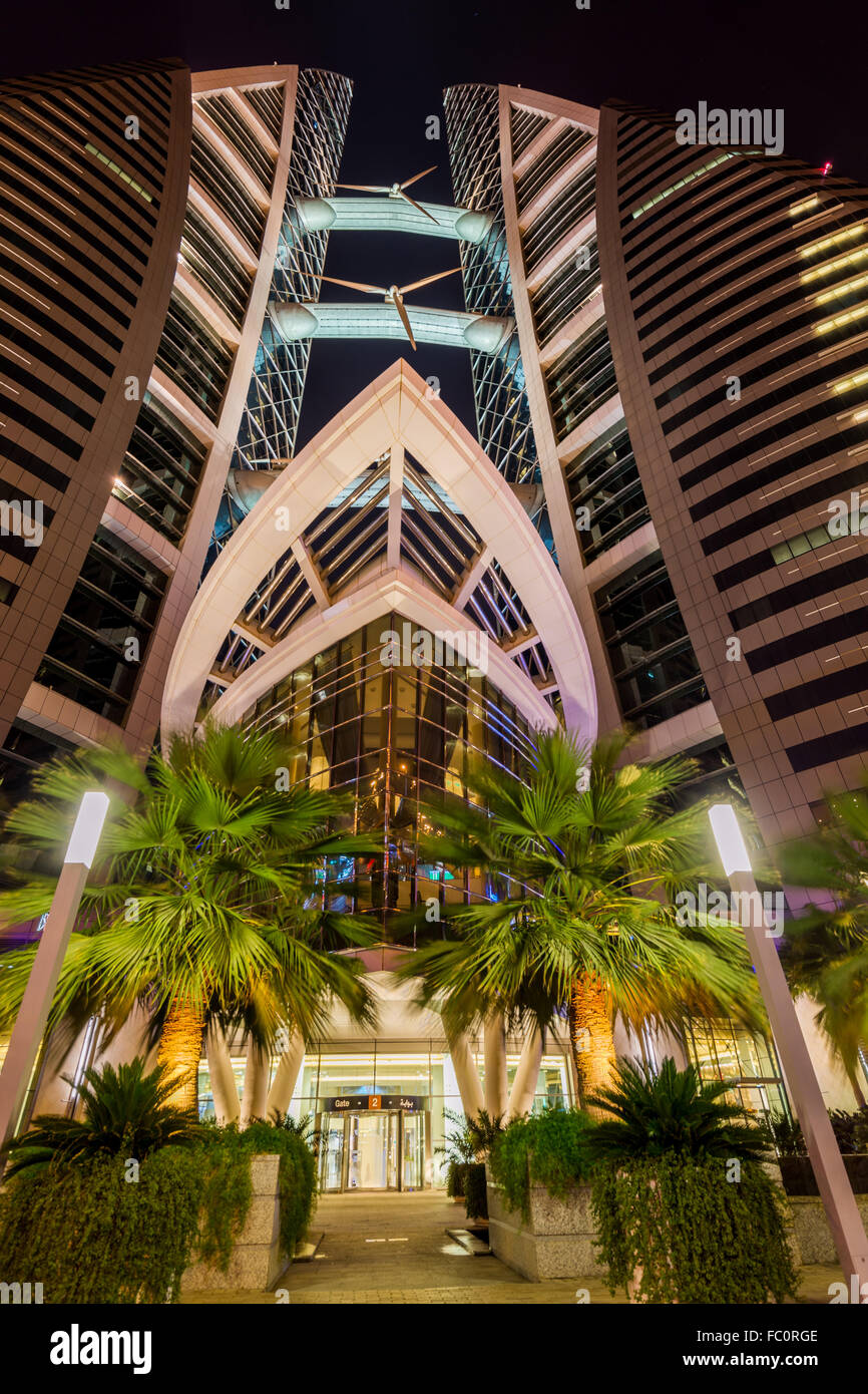 Dramatic view of Bahrain World Trade Center buildings Stock Photo - Alamy