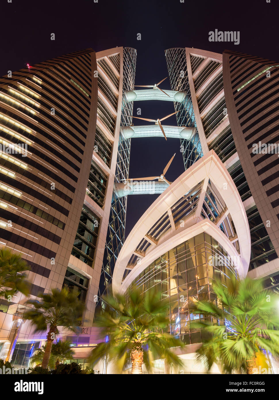 Dramatic view of Bahrain World Trade Center buildings Stock Photo - Alamy
