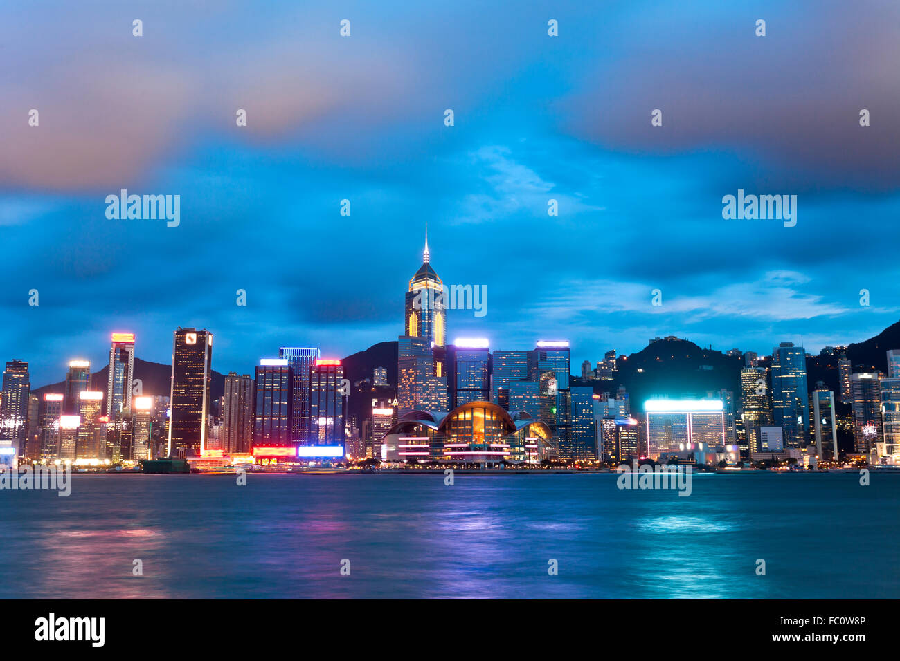 Hong Kong night view at Victoria Harbor Stock Photo - Alamy
