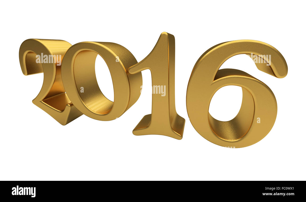 Gold 2016 lettering isolated Stock Photo - Alamy