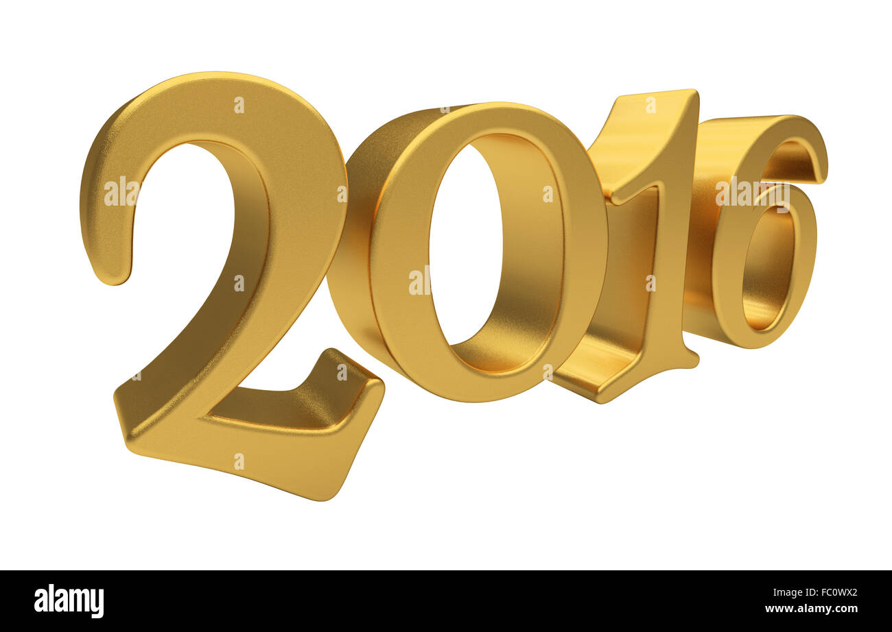 Gold 2016 lettering isolated Stock Photo - Alamy