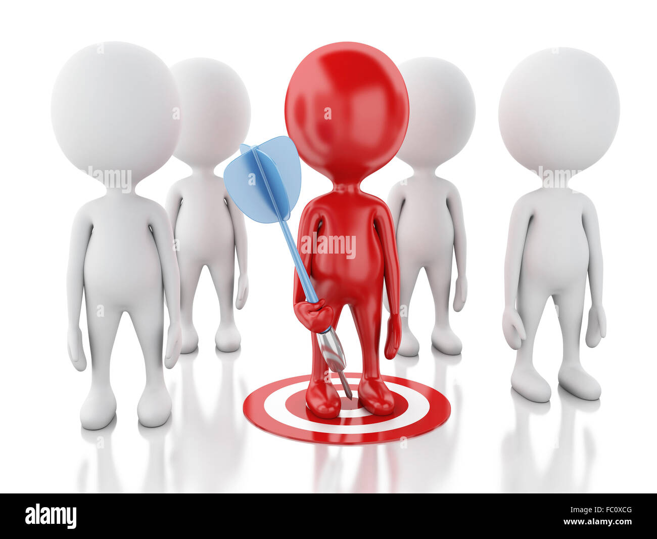 3d red man on target. business leadership success Stock Photo - Alamy
