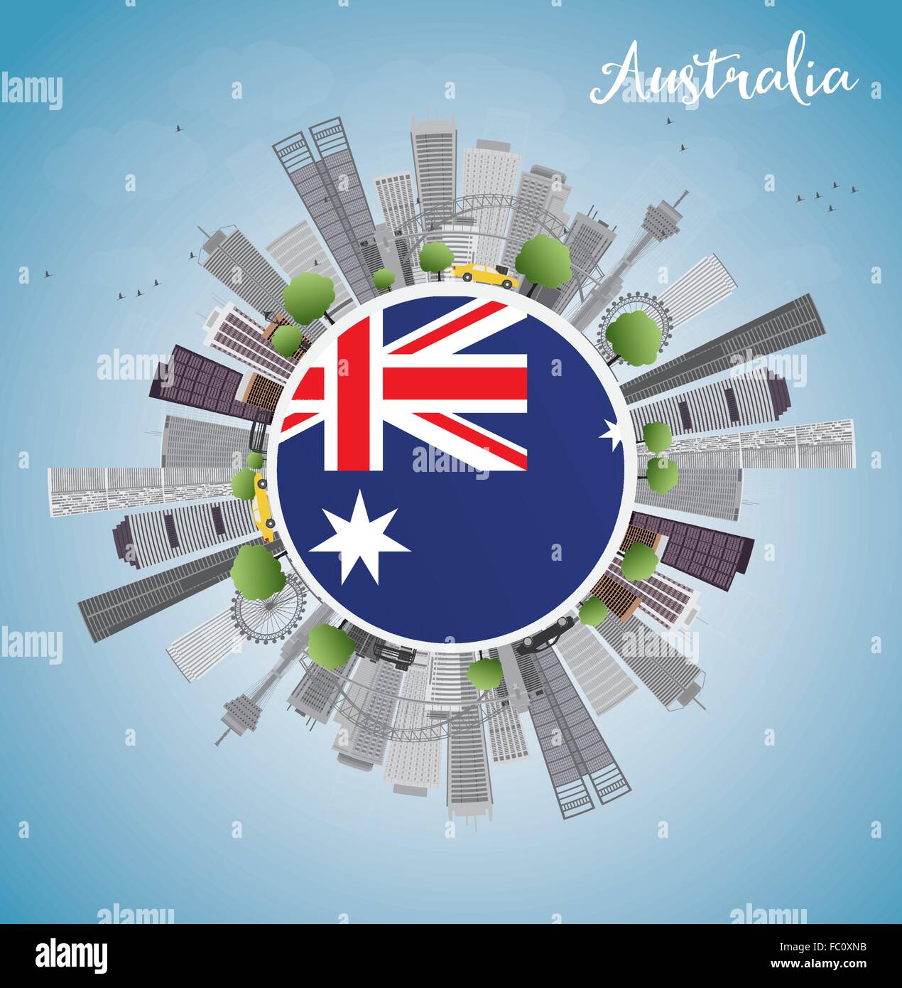 Australia Skyline with Gray Buildings and Blue Sky. Vector illustration ...