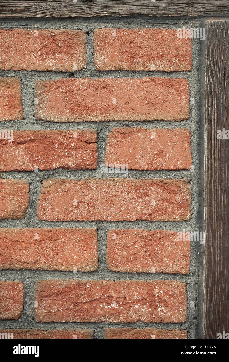 Architecture. Brick wall with wooden beams background Stock Photo - Alamy