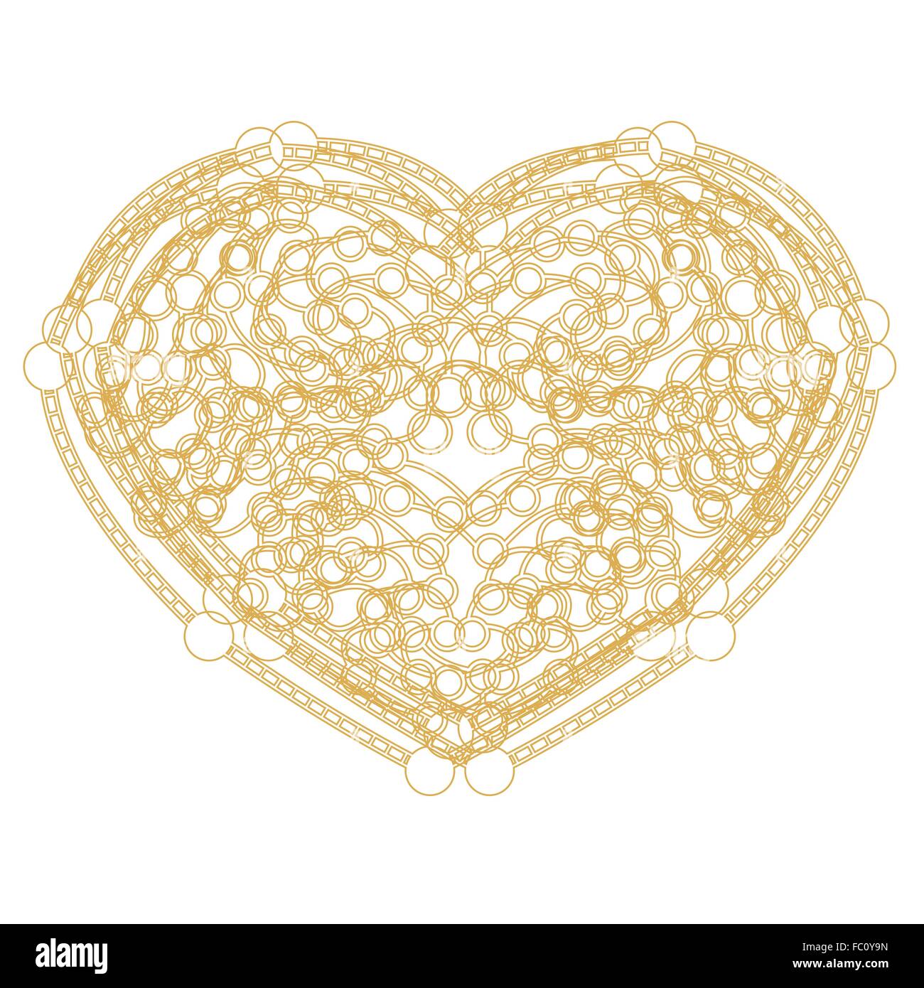 Outline golden heart shape with copy space. Valentines day card. Vector ...