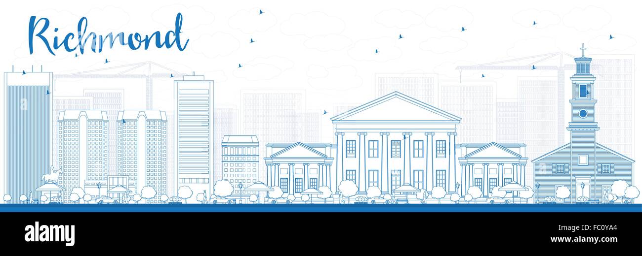 Outline Richmond (Virginia) Skyline with Blue Buildings. Vector ...