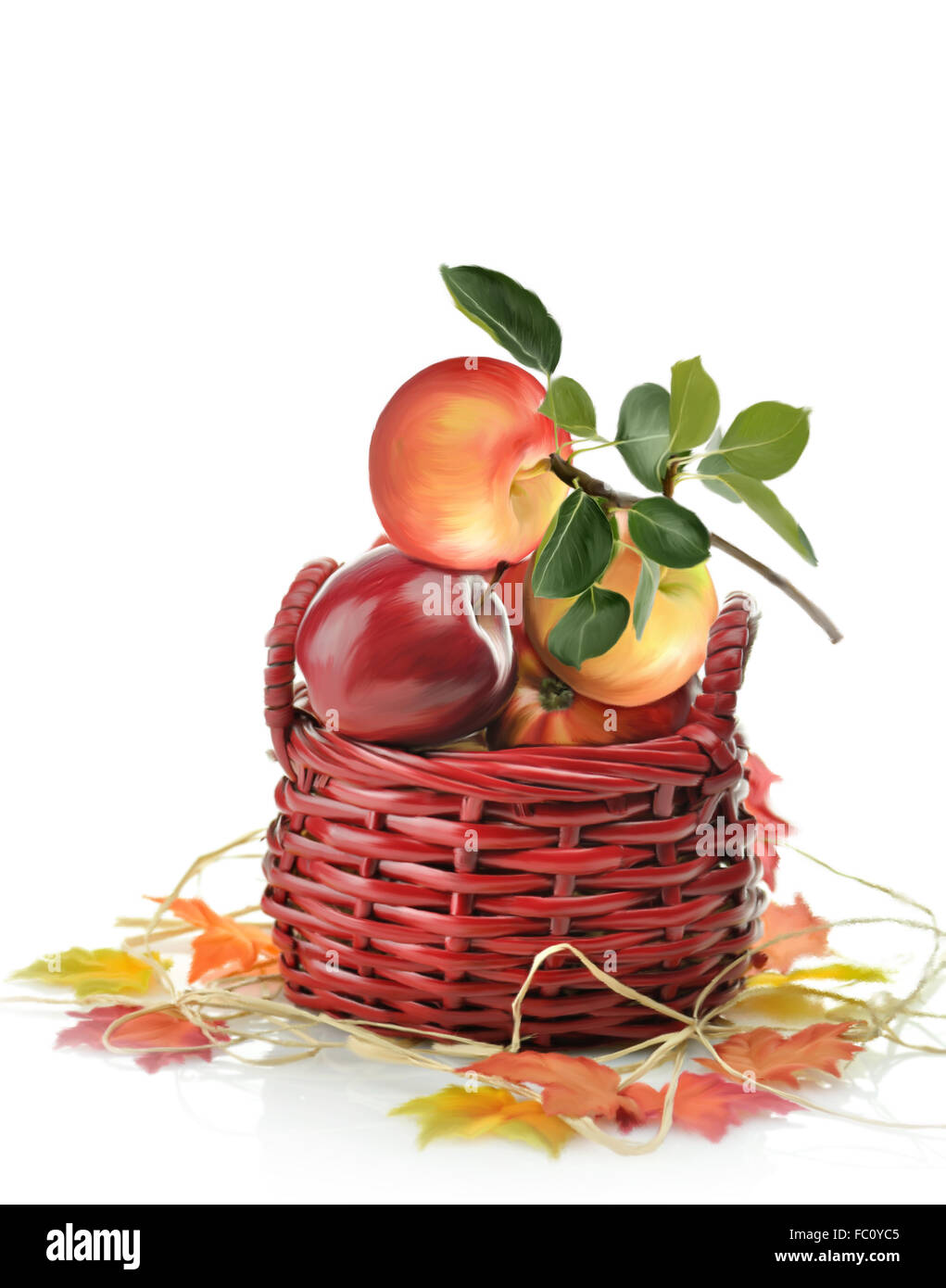Apples In A Basket Stock Photo - Alamy