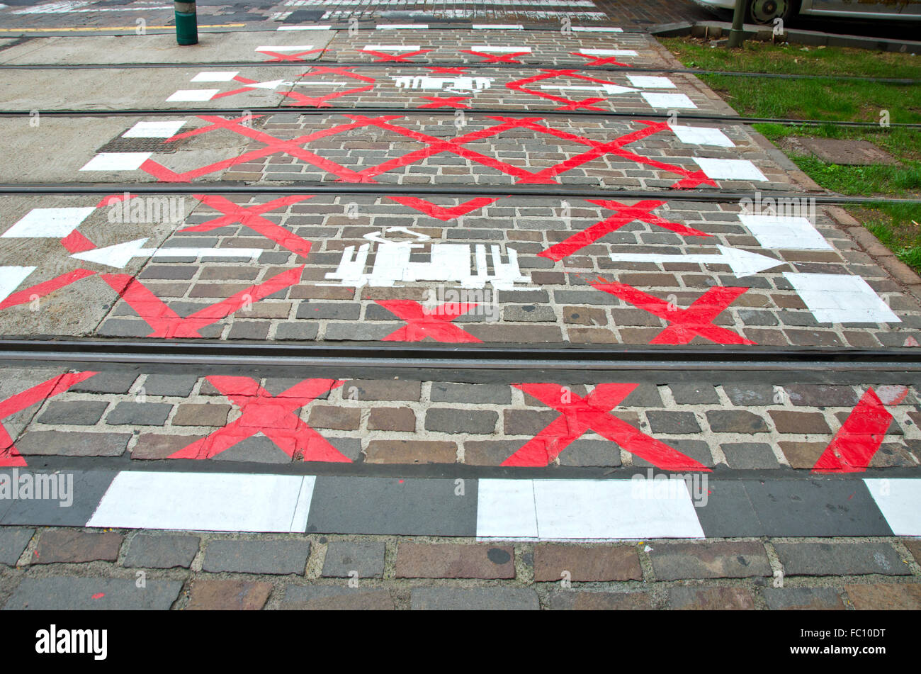 Tram road markings hi-res stock photography and images - Alamy