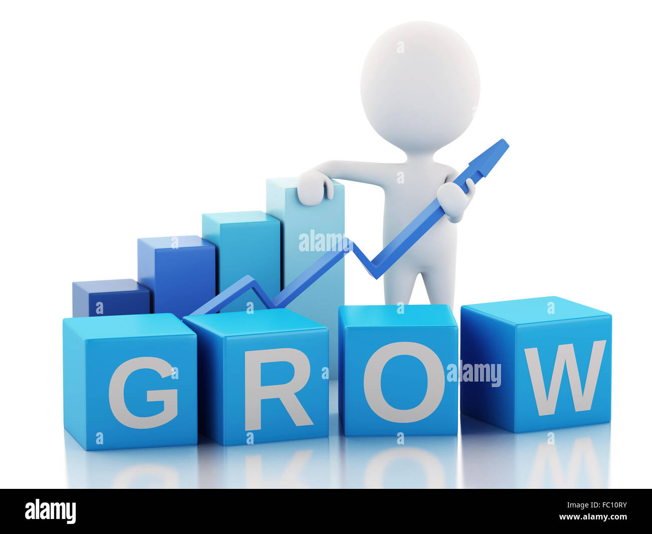 3d white people with business statistic graph Stock Photo - Alamy