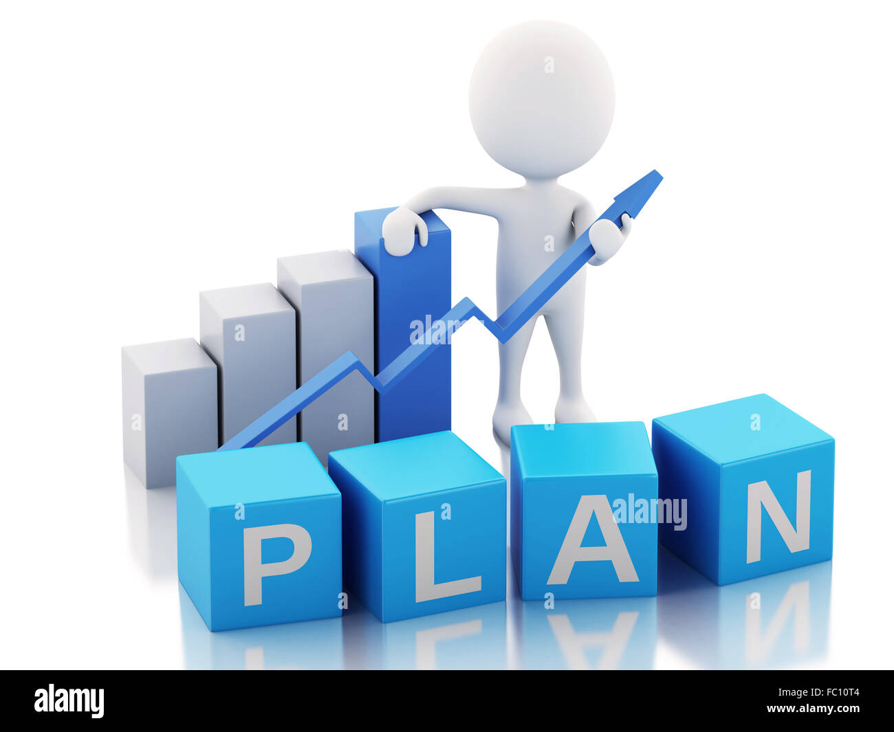 3d white people with business statistic graph Stock Photo - Alamy