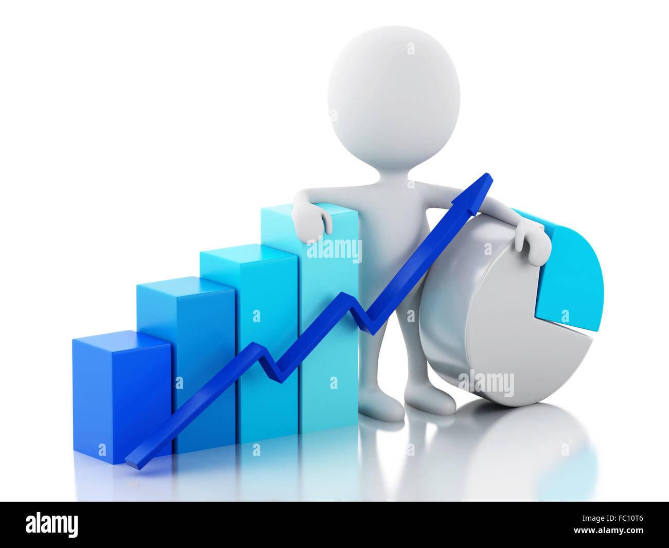 3d White business people with statistic graph Stock Photo - Alamy