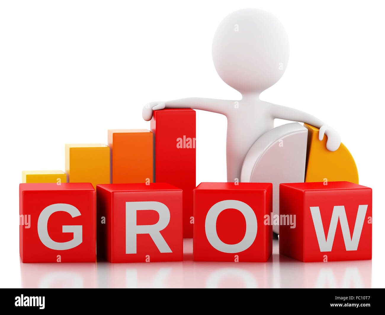 3d White business people with statistic graph Stock Photo - Alamy