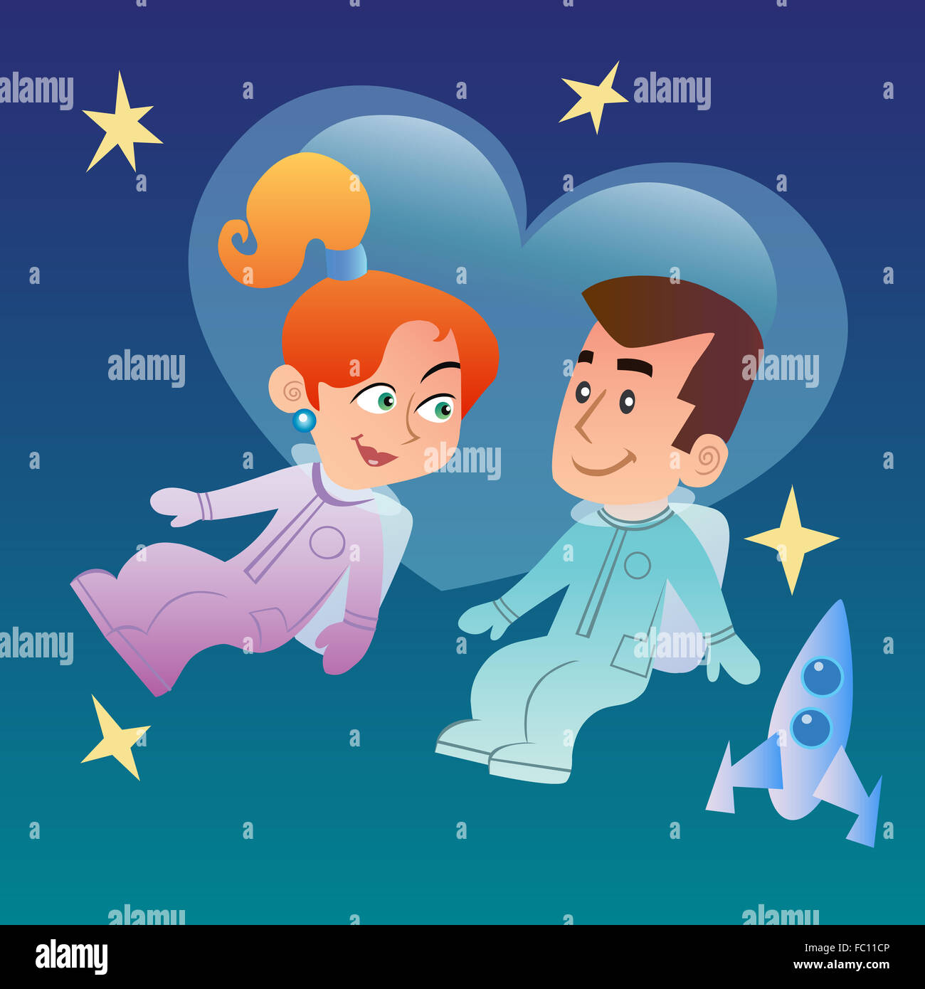 Couple in love in space Stock Photo - Alamy
