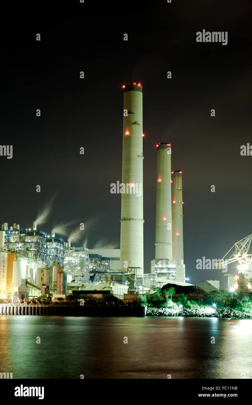 Gas plant at night Stock Photo - Alamy