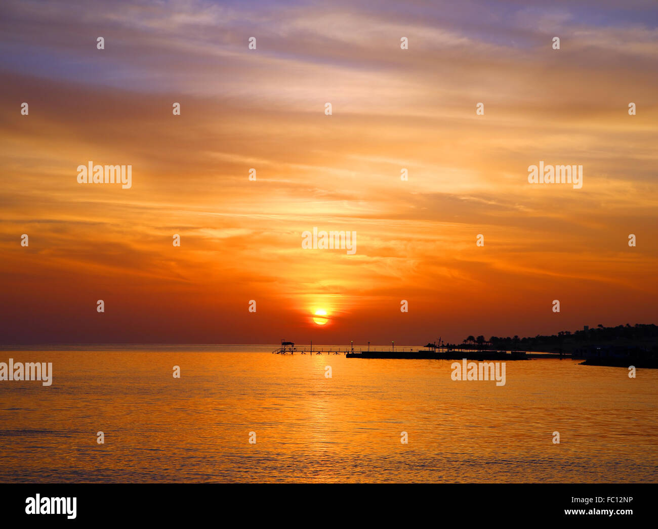 beautiful sunrise landscape with pier Stock Photo - Alamy