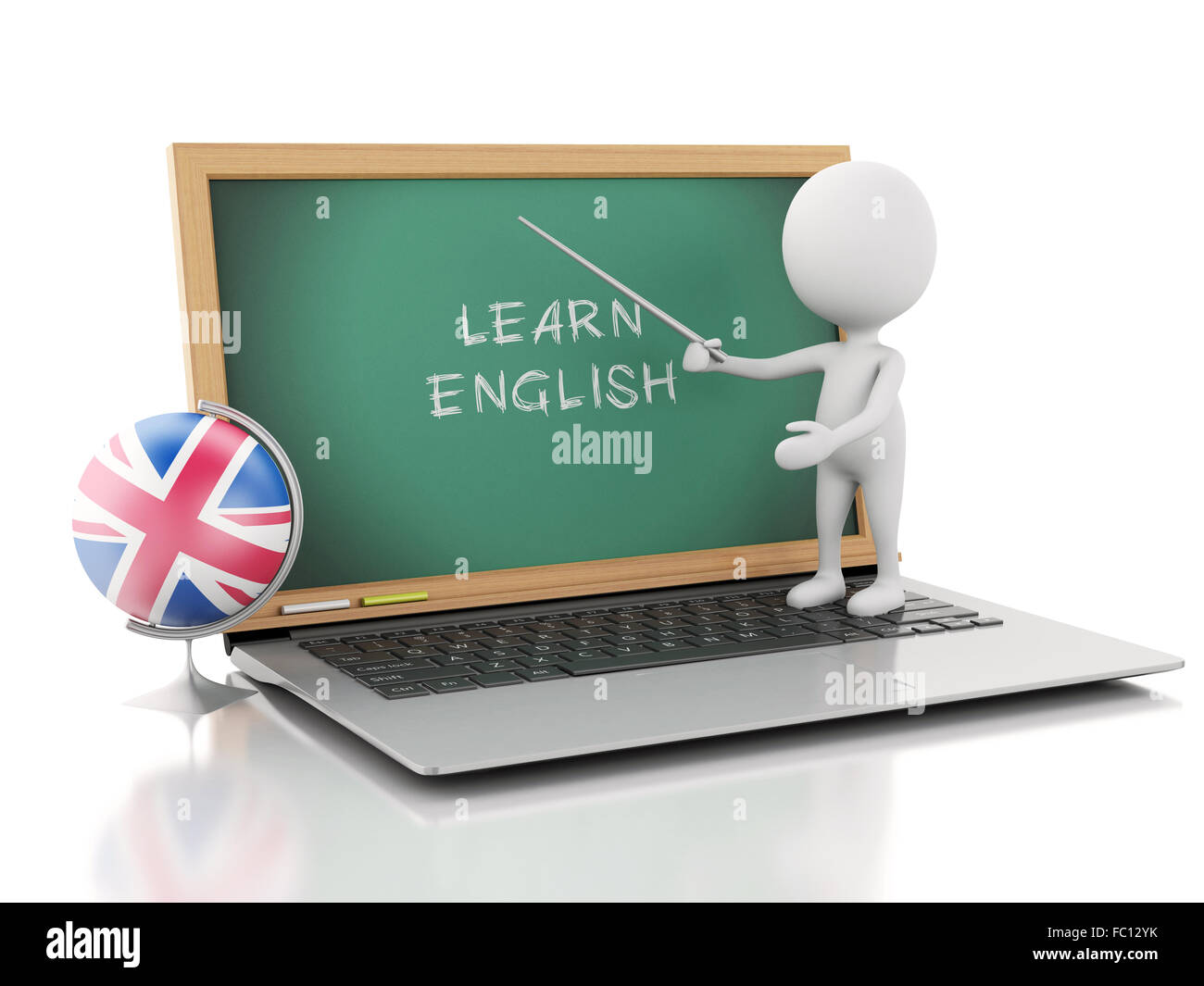 3d white people with laptop. Learn English concept Stock Photo - Alamy