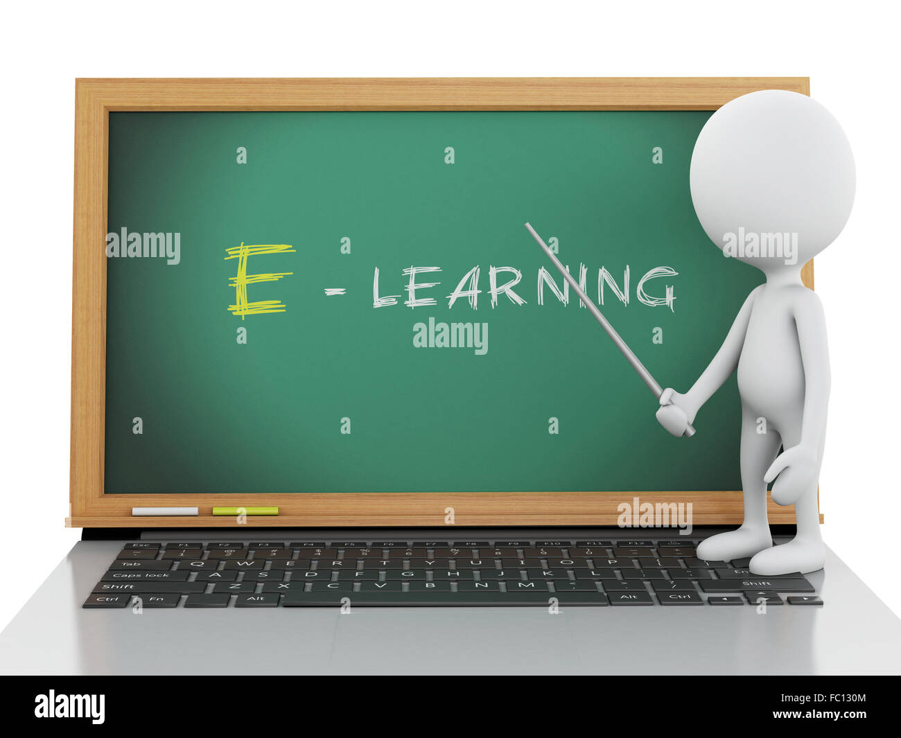 3d white people with laptop. e- learning concept Stock Photo - Alamy