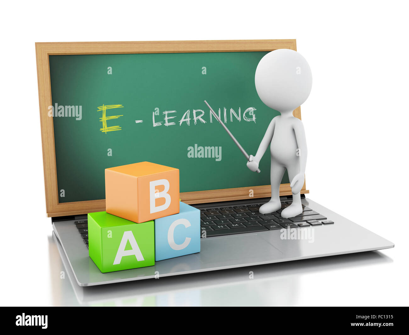 3d white people with laptop. e- learning concept Stock Photo - Alamy