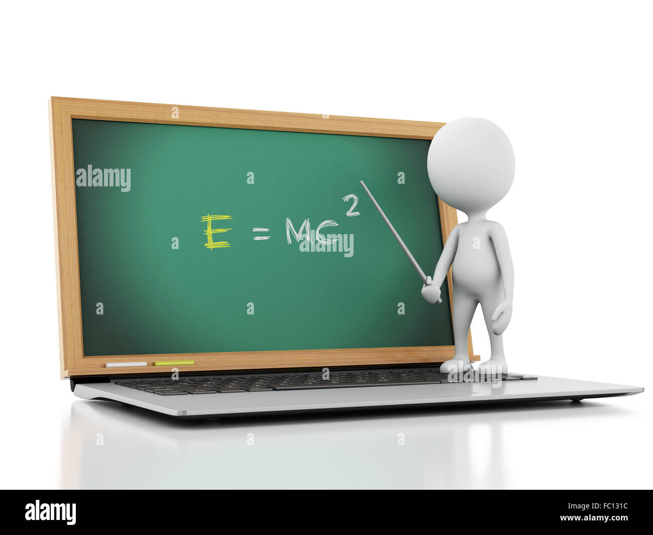3d white people with laptop. Online education Stock Photo - Alamy