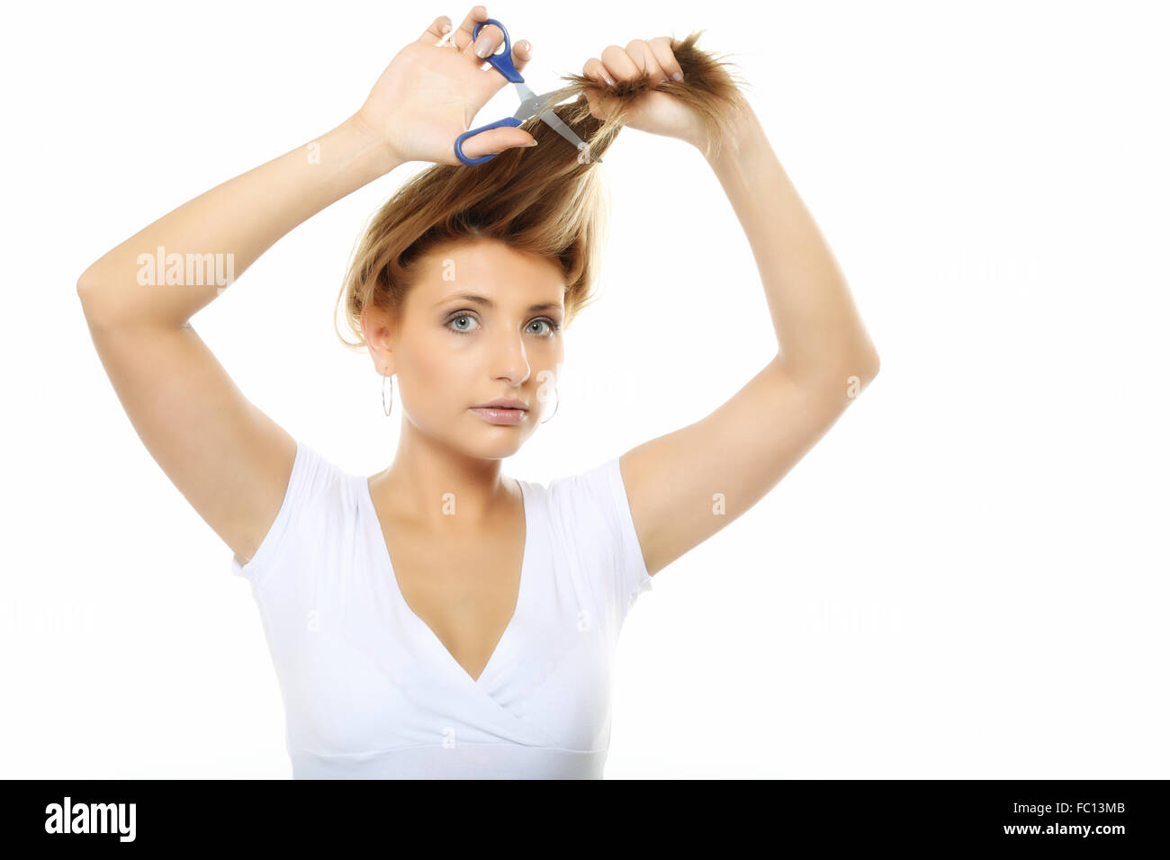 Cutting hair worried hi-res stock photography and images - Alamy