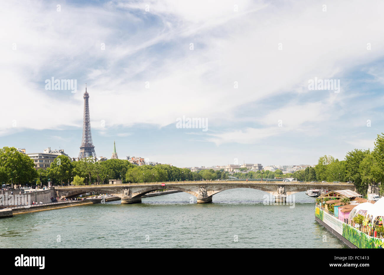 Eiffel Tower river seine Panorama Stock Photo - Alamy