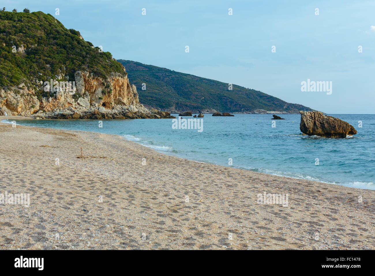 Potistika beach morning view (Greece Stock Photo - Alamy