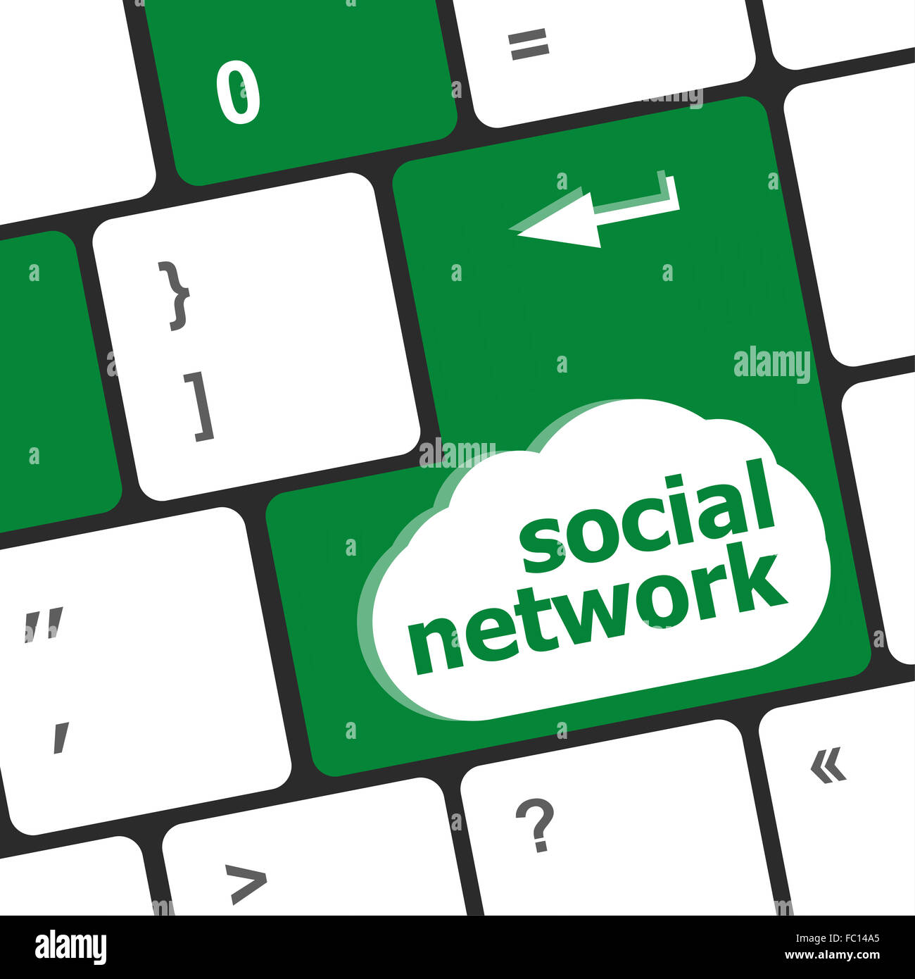 Social network keyboard key button Stock Photo - Alamy