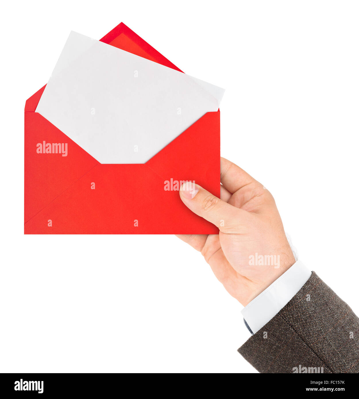 Red letter in hand Stock Photo - Alamy