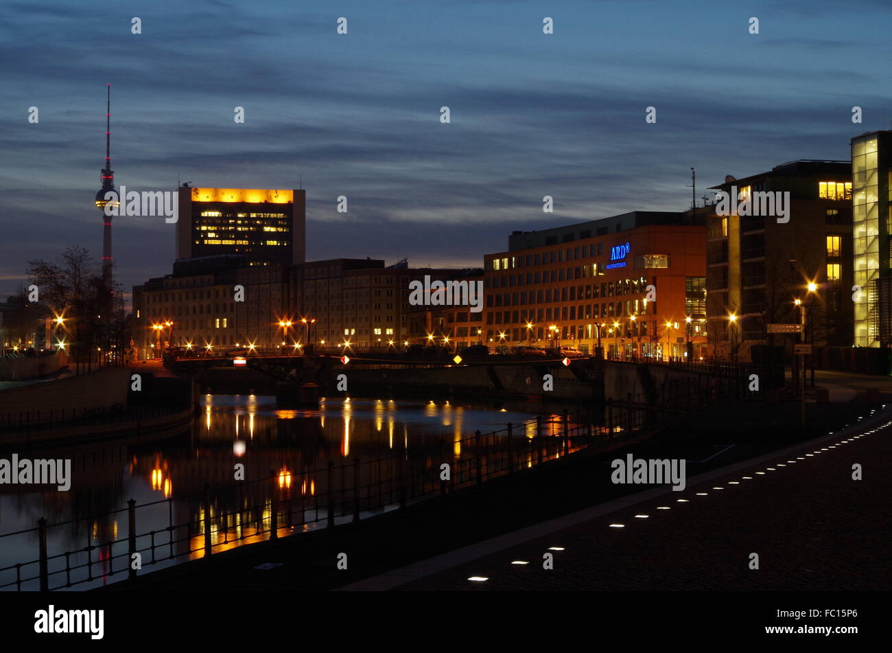 skyline of berlin with tv tower at night Stock Photo - Alamy