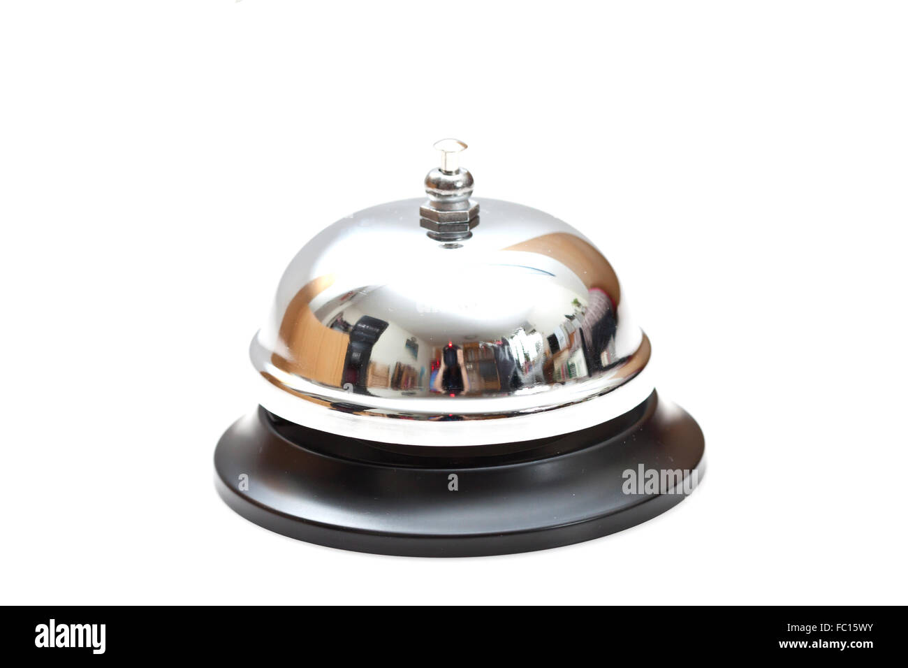 A view of a reception bell isolated on white background Stock Photo - Alamy