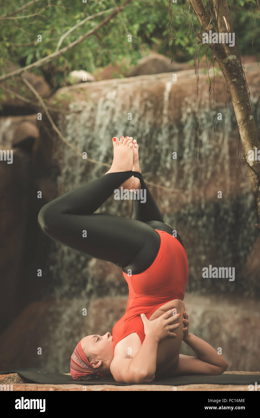 Salamba Sarvangasana Stock Photo - Alamy