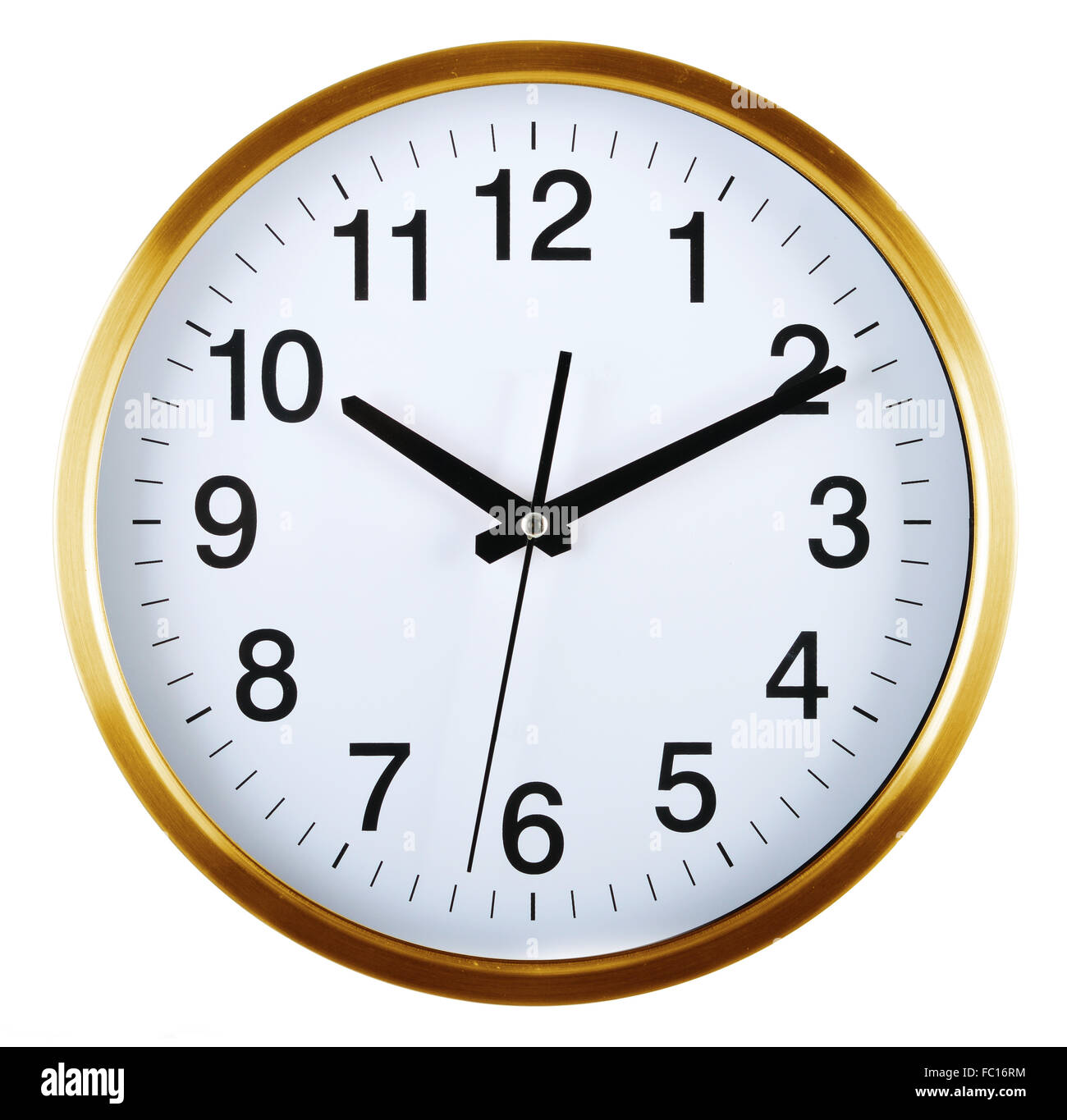 Wall clock isolated on white background. Ten past ten Stock Photo - Alamy