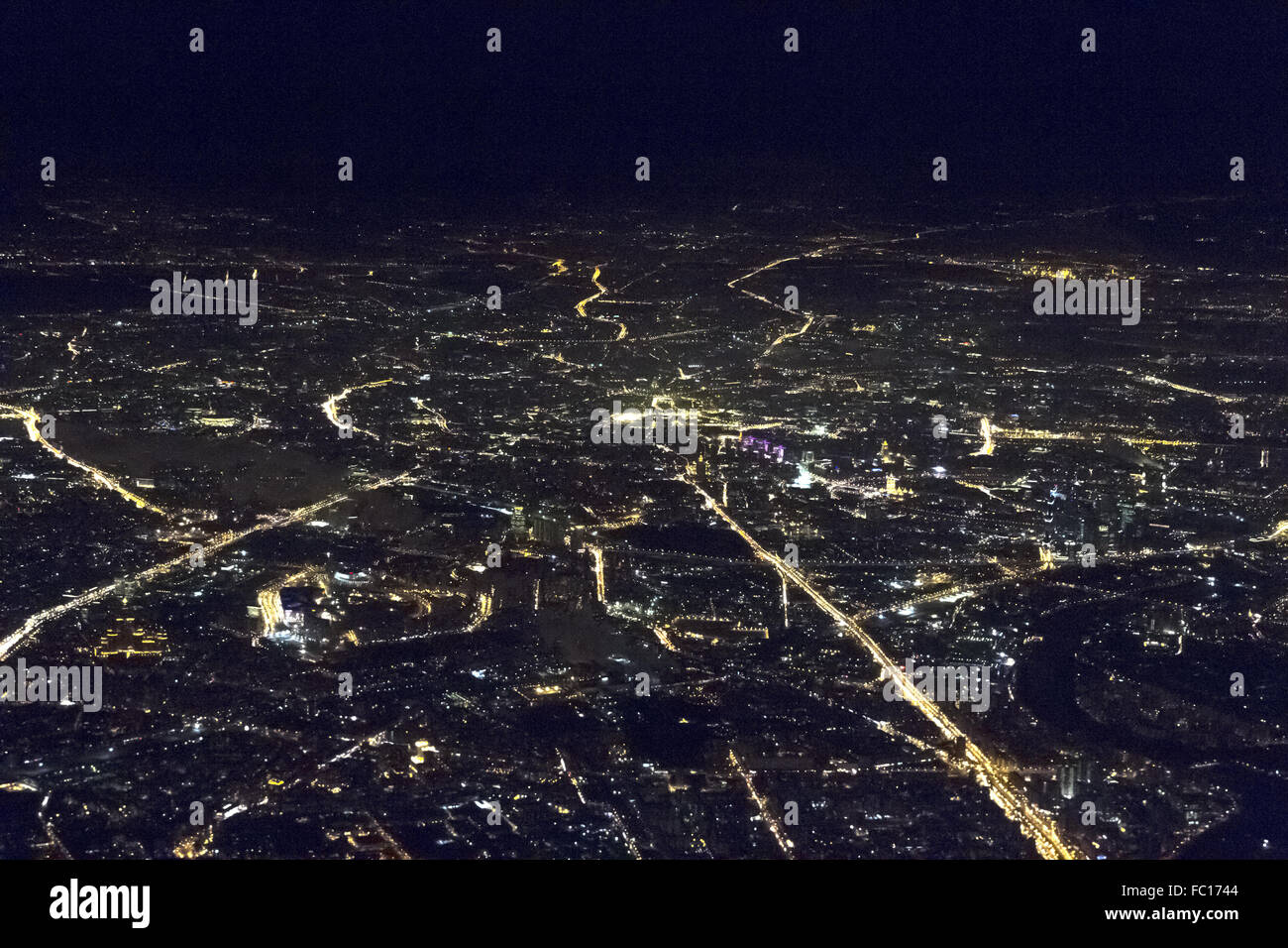 City at night from the air hi-res stock photography and images - Alamy