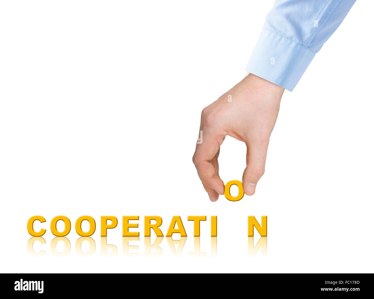 Hand and word Cooperation Stock Photo - Alamy