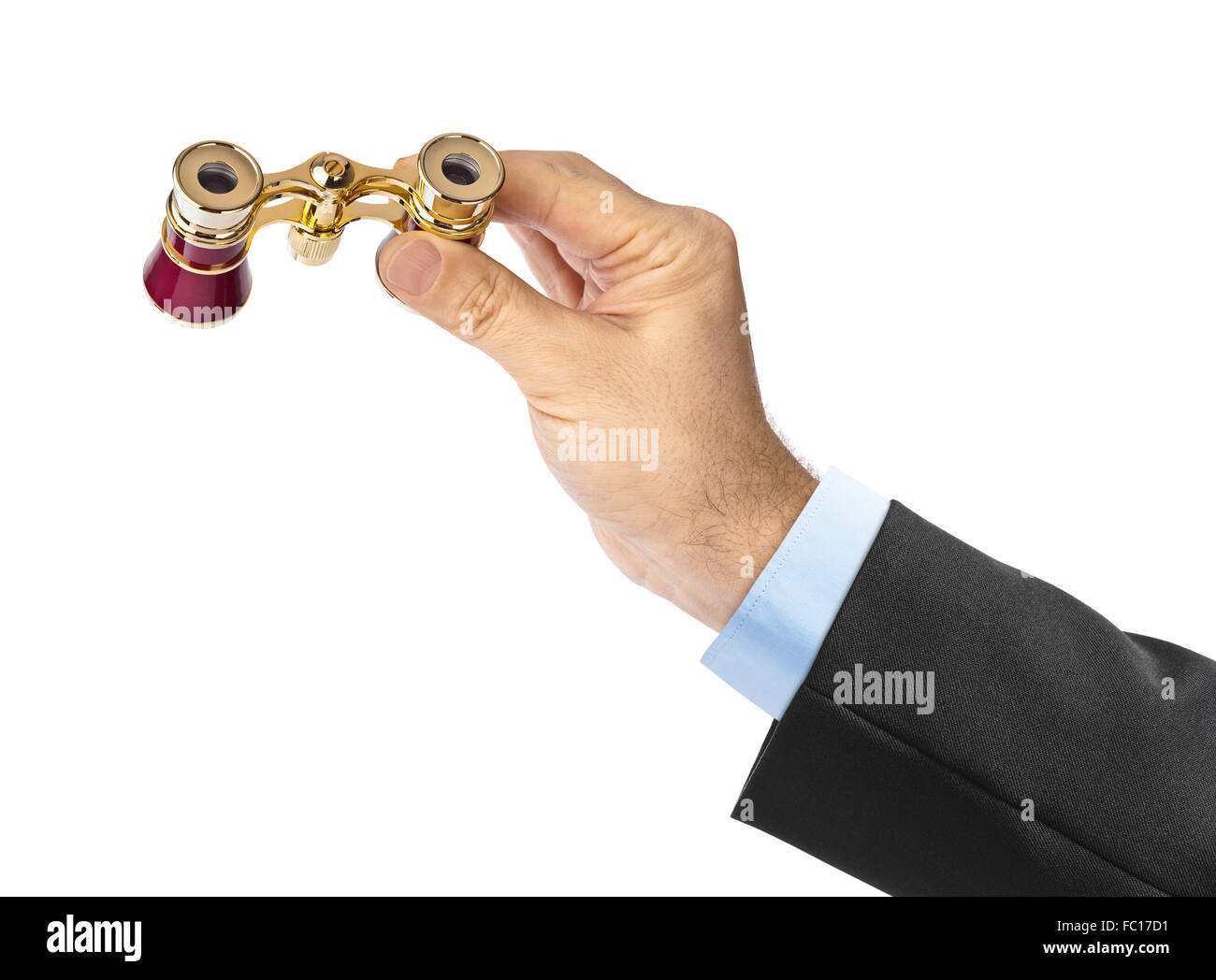 Hand with binoculars Stock Photo - Alamy