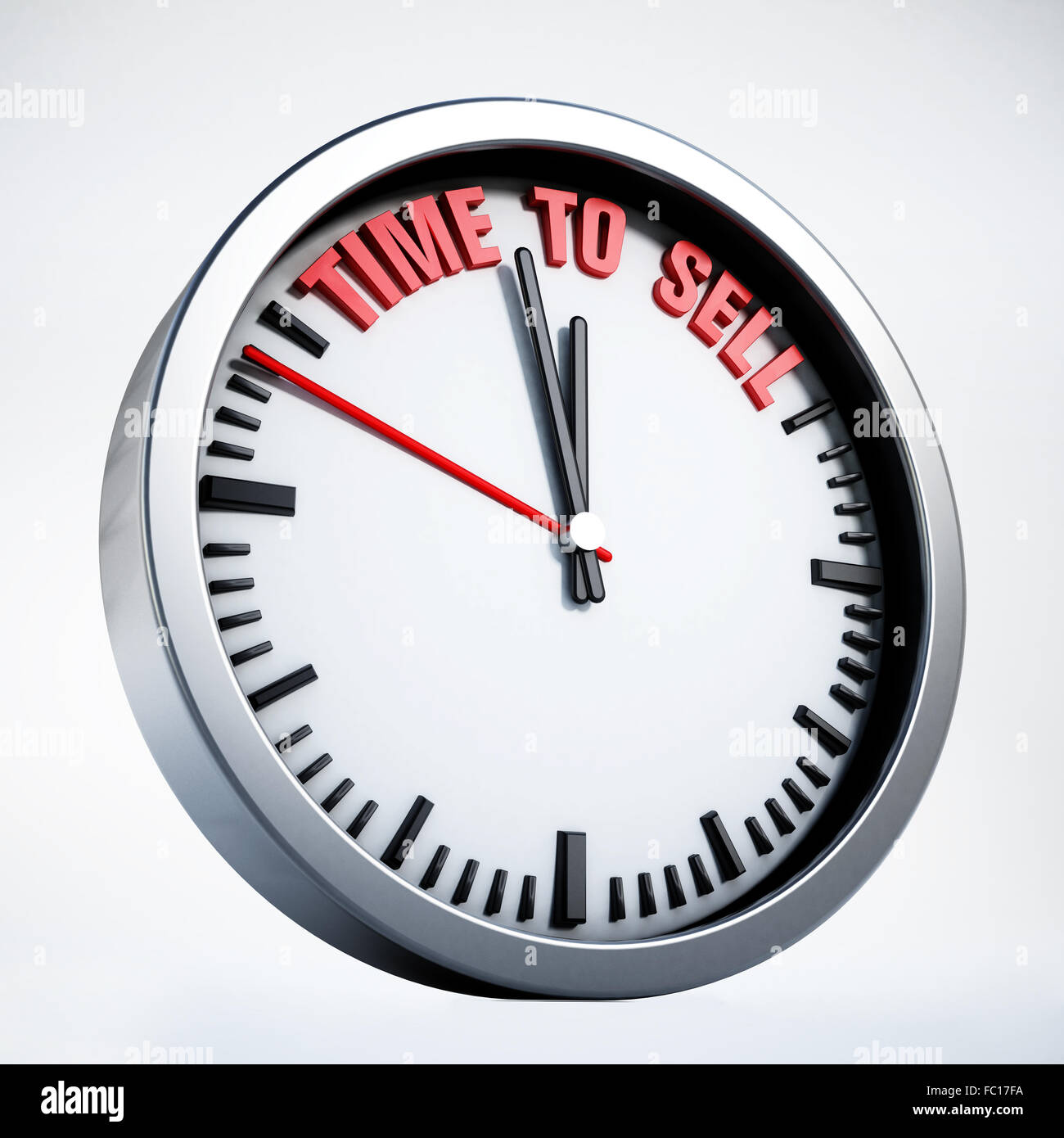 Time to sell statement written on the clock isolated on white ...