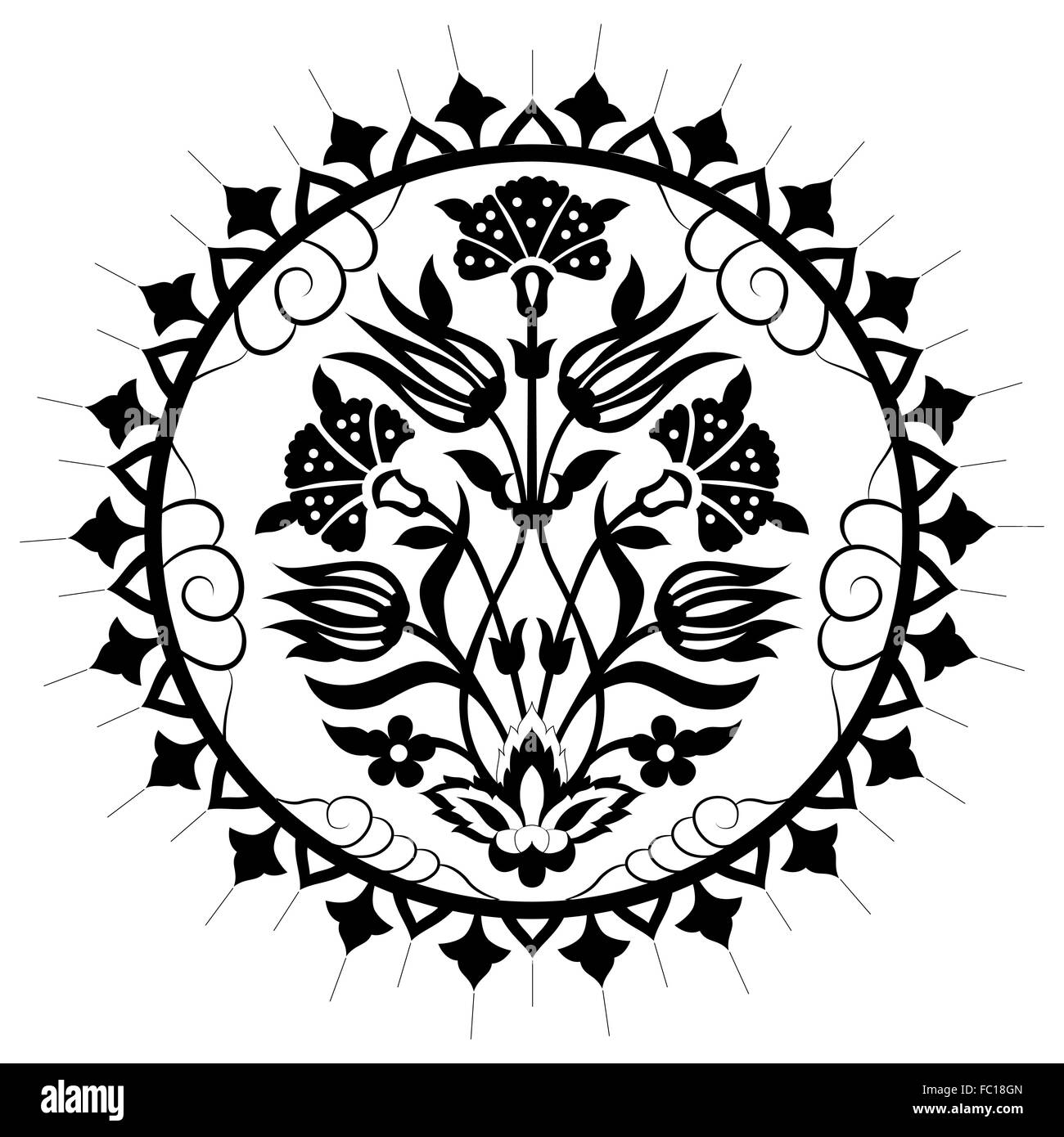 black artistic ottoman pattern series seventy Stock Photo - Alamy