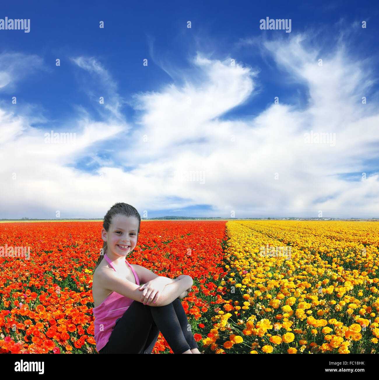Girl in a flower field hi-res stock photography and images - Alamy