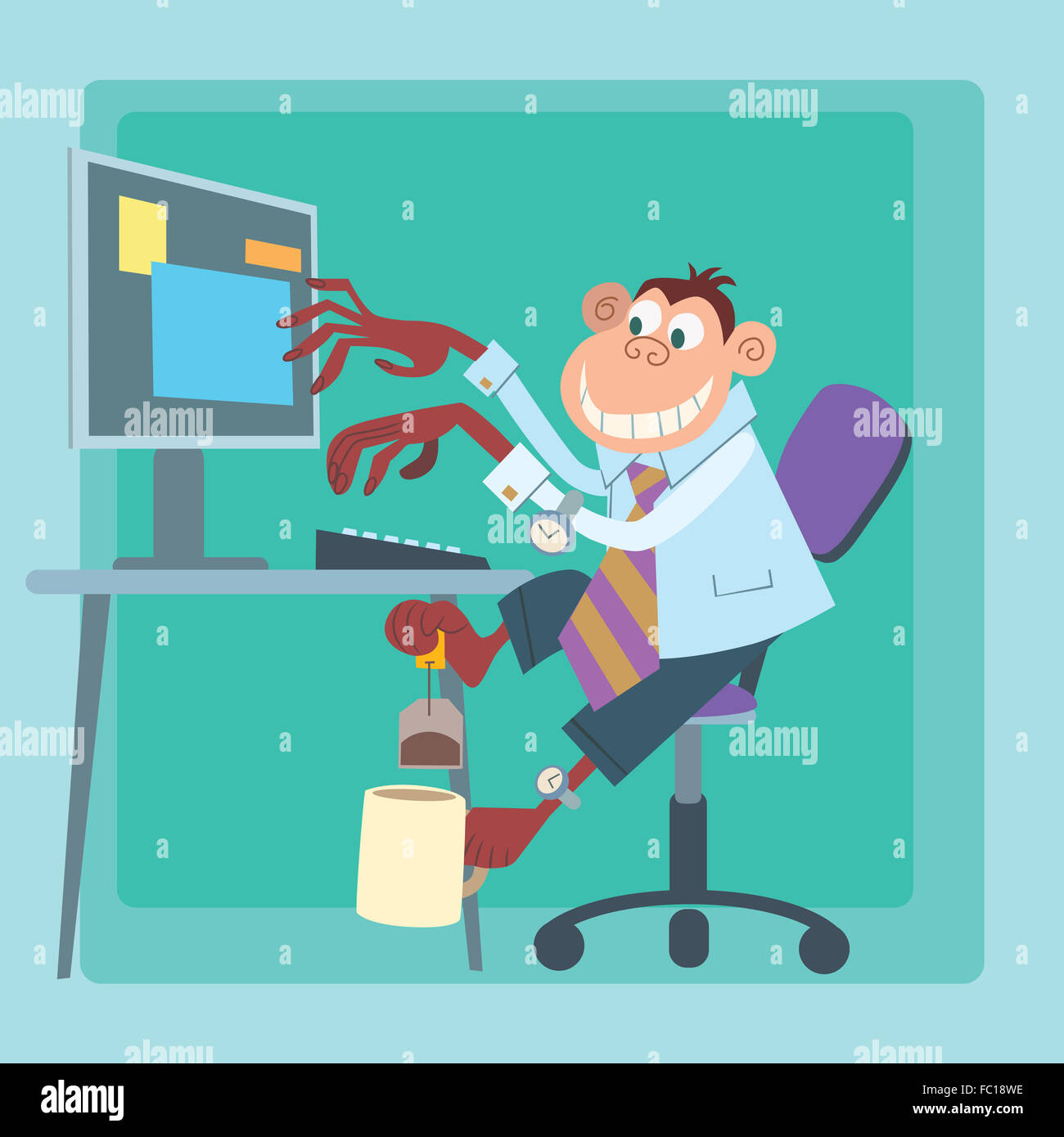 Office monkey working at the computer Stock Photo - Alamy