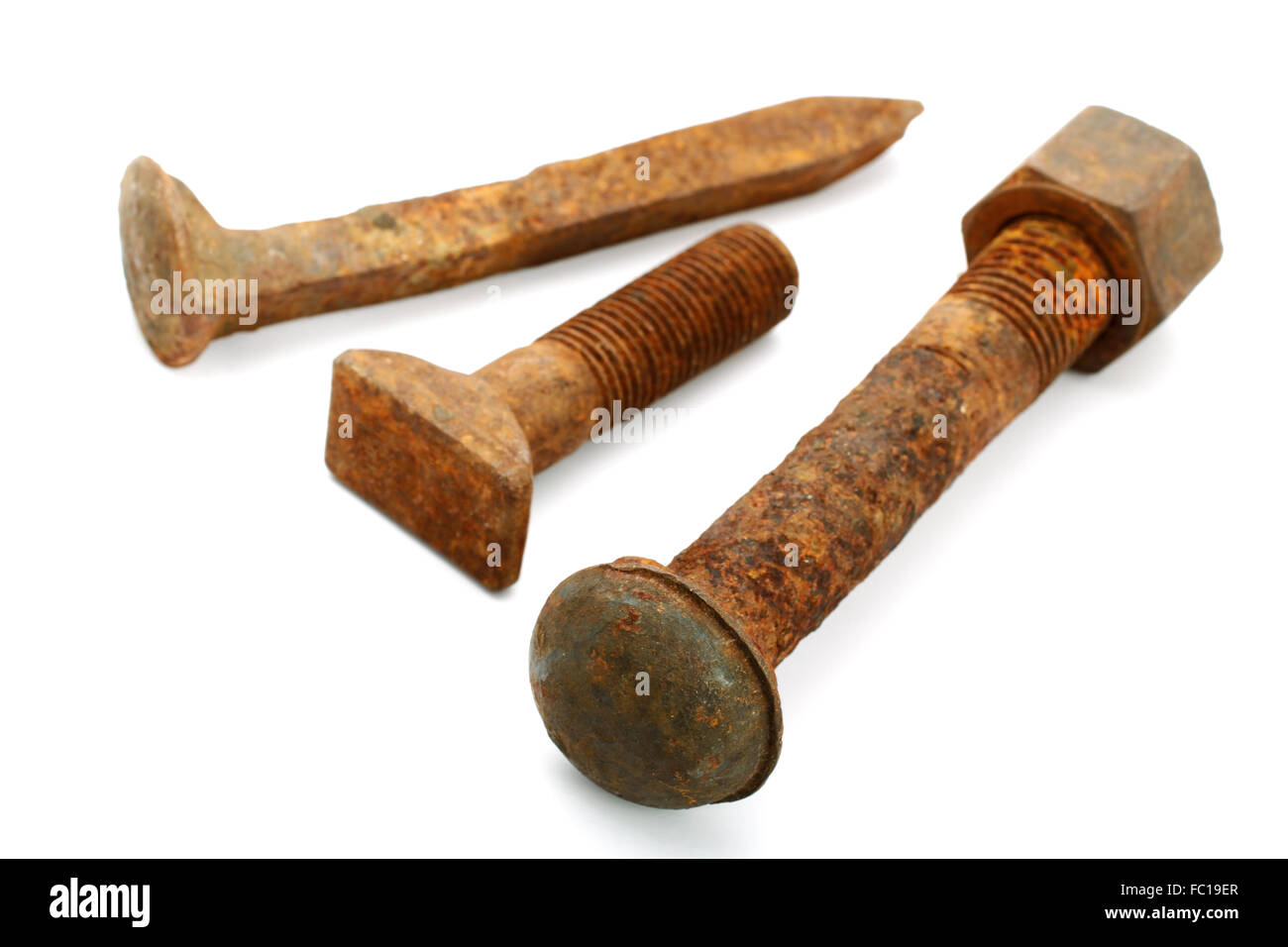 rusty bolts isolated on white background Stock Photo - Alamy