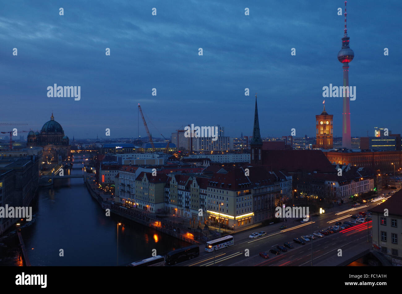 skyline of berlin with tv tower at night Stock Photo - Alamy