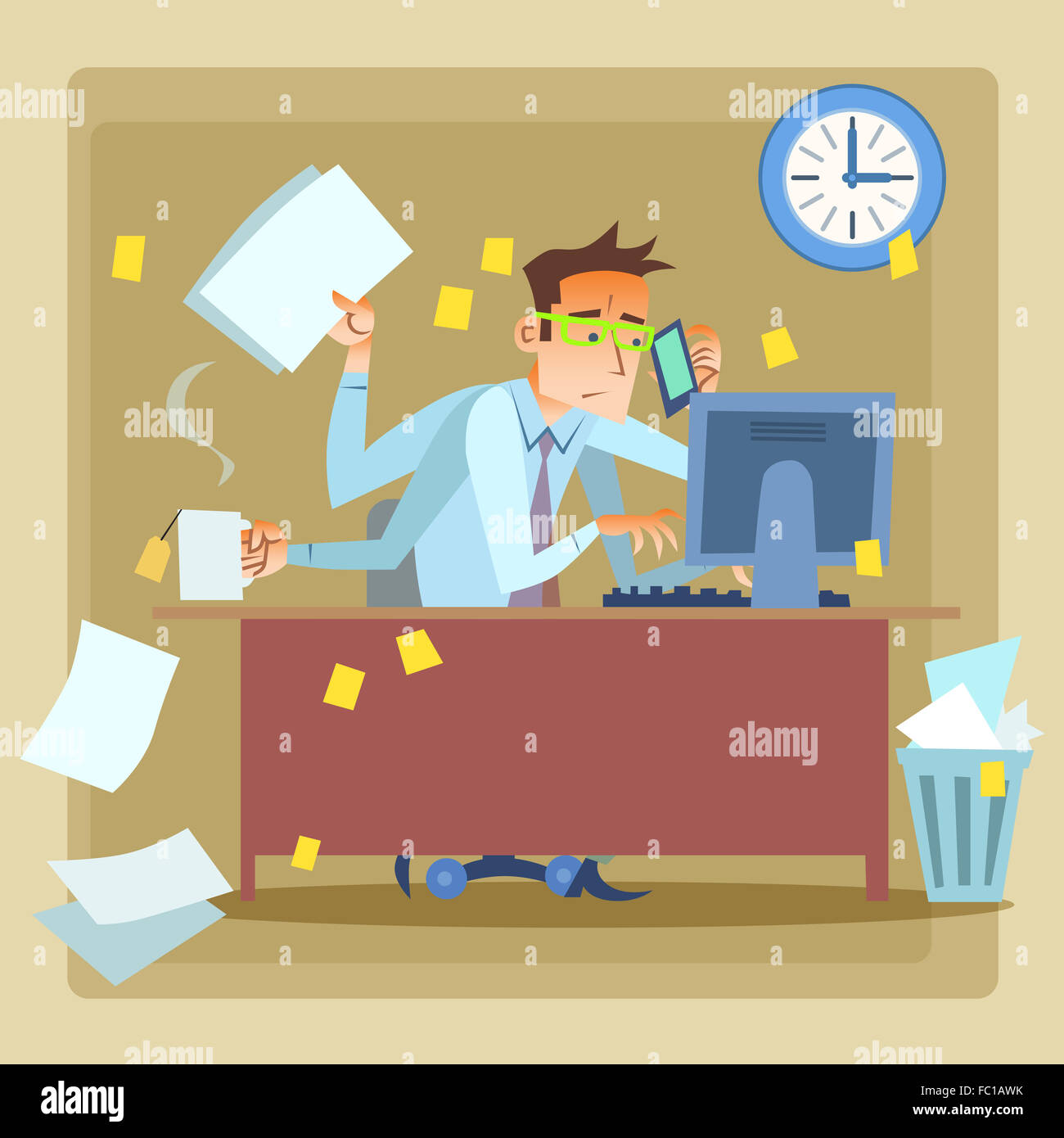 Businessman very busy at work Stock Photo - Alamy