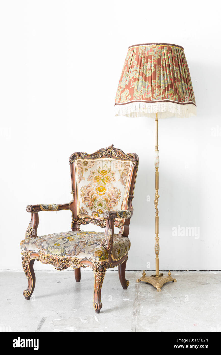 Retro Chair with lamp Stock Photo - Alamy