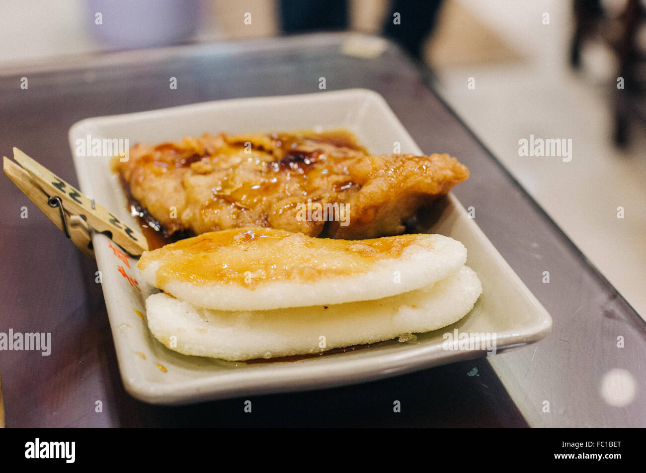 shanghai sticky rice cake with pork chop Stock Photo - Alamy