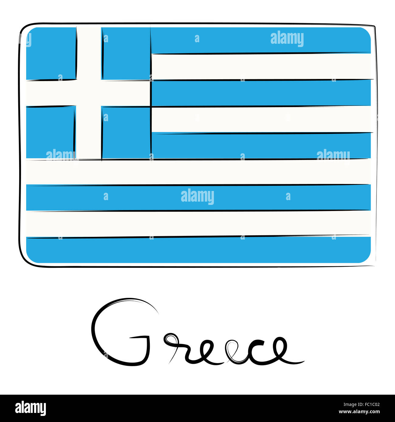 Greece doodle flag Stock Photo - Alamy